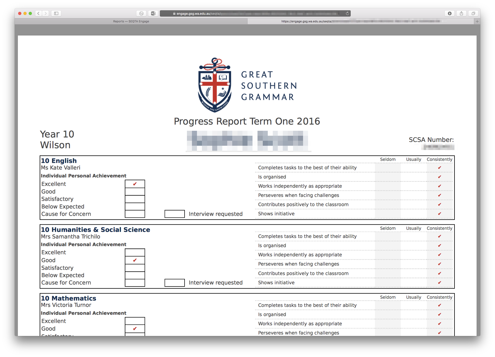 Accessing Reports through MyGSG – Great Southern Grammar - Support