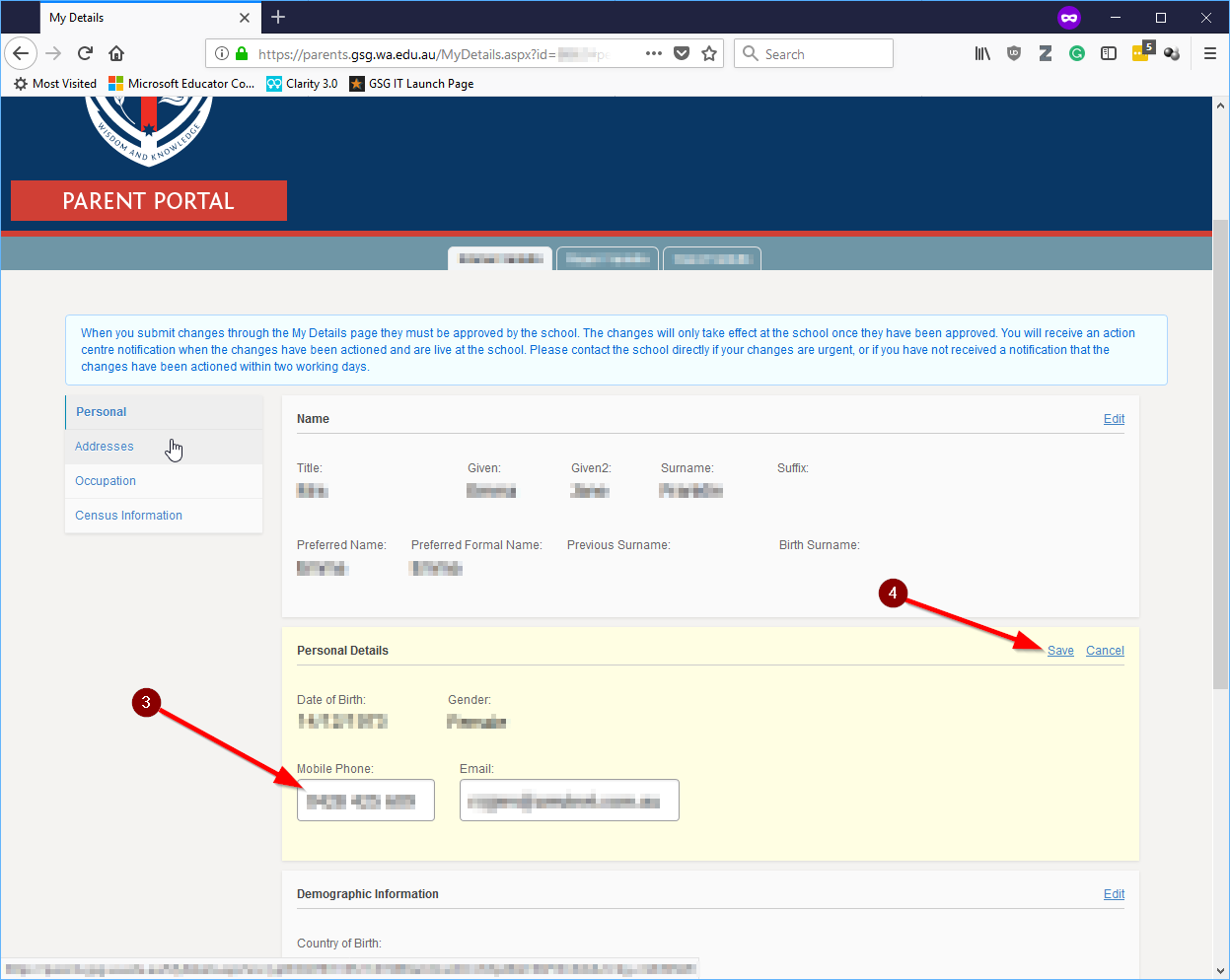 Updating your details using MyGSG – Great Southern Grammar - Support