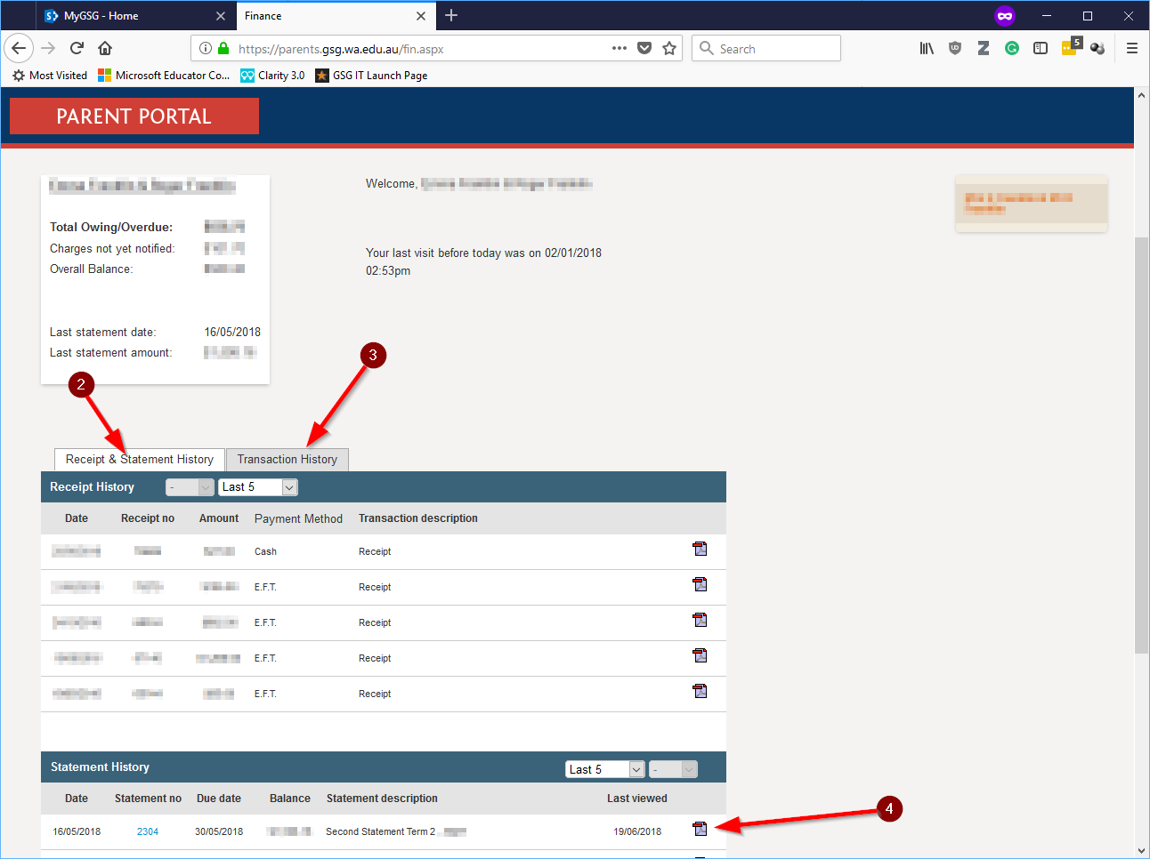 Accessing statements on MyGSG – Great Southern Grammar - Support