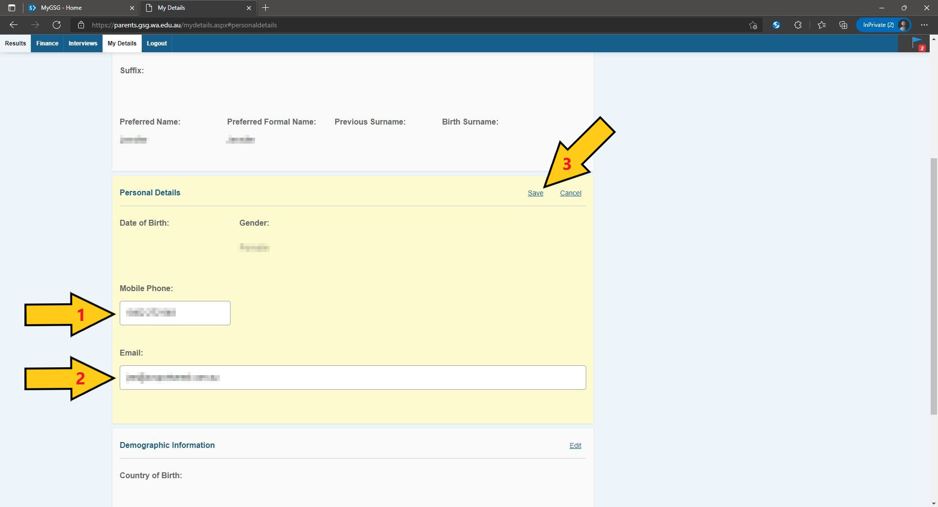 Updating your details using MyGSG – Great Southern Grammar - Support
