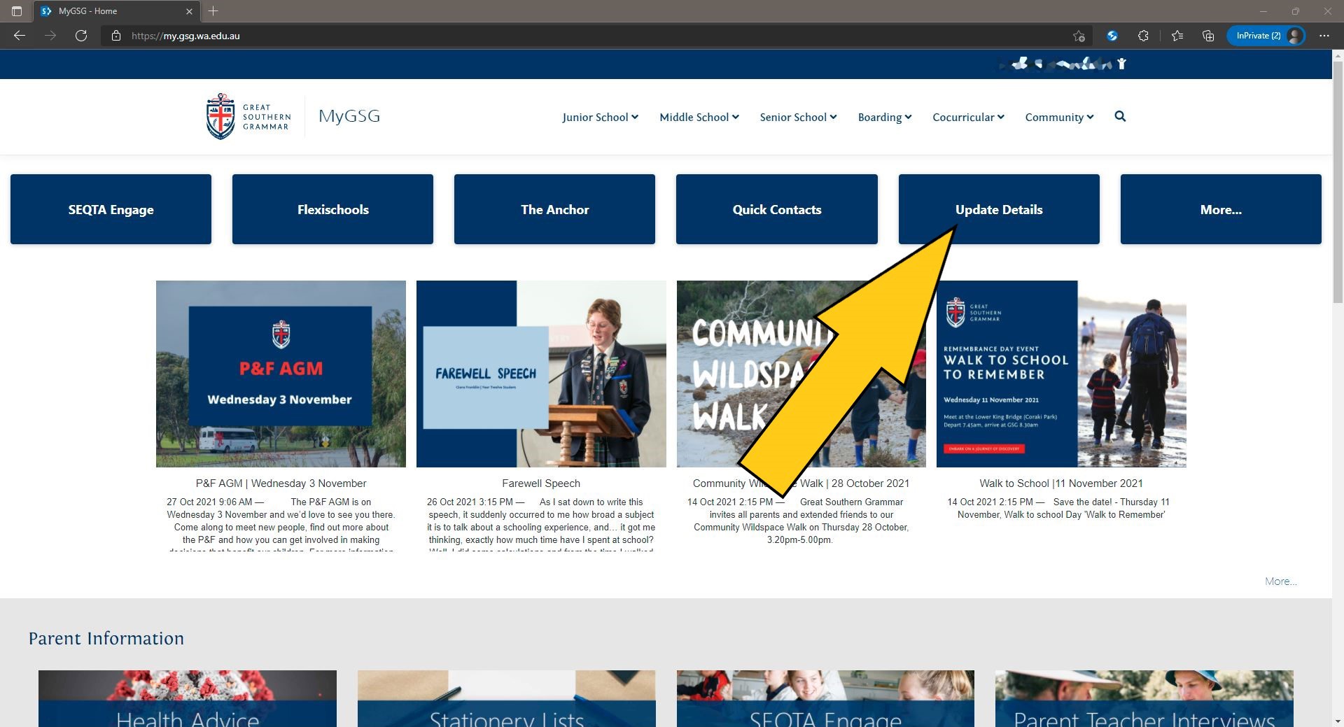 Updating your details using MyGSG – Great Southern Grammar - Support